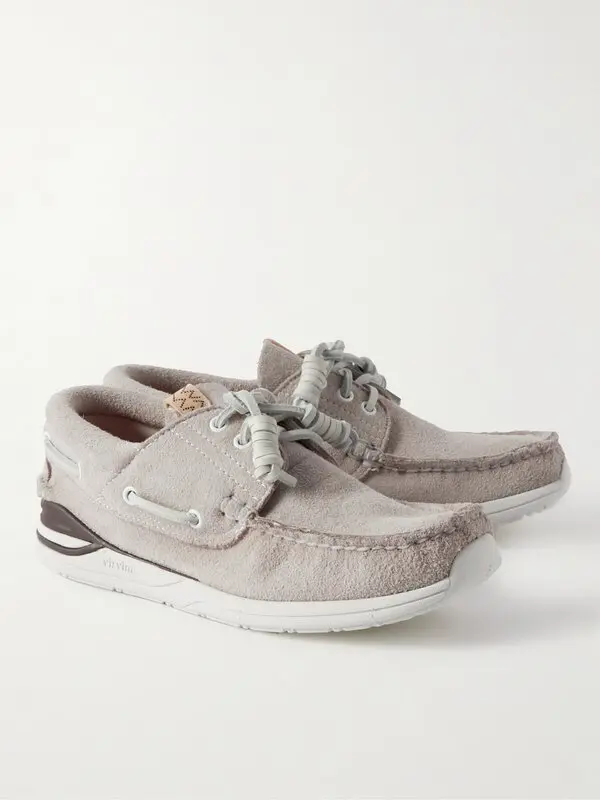 Visvim Hockney-Folk Suede Boat Shoes In Gray - 40% Off | Editorialist
