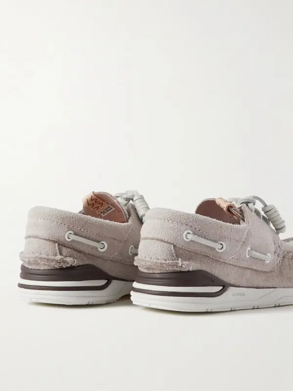 Visvim Hockney-Folk Suede Boat Shoes In Gray - 40% Off | Editorialist