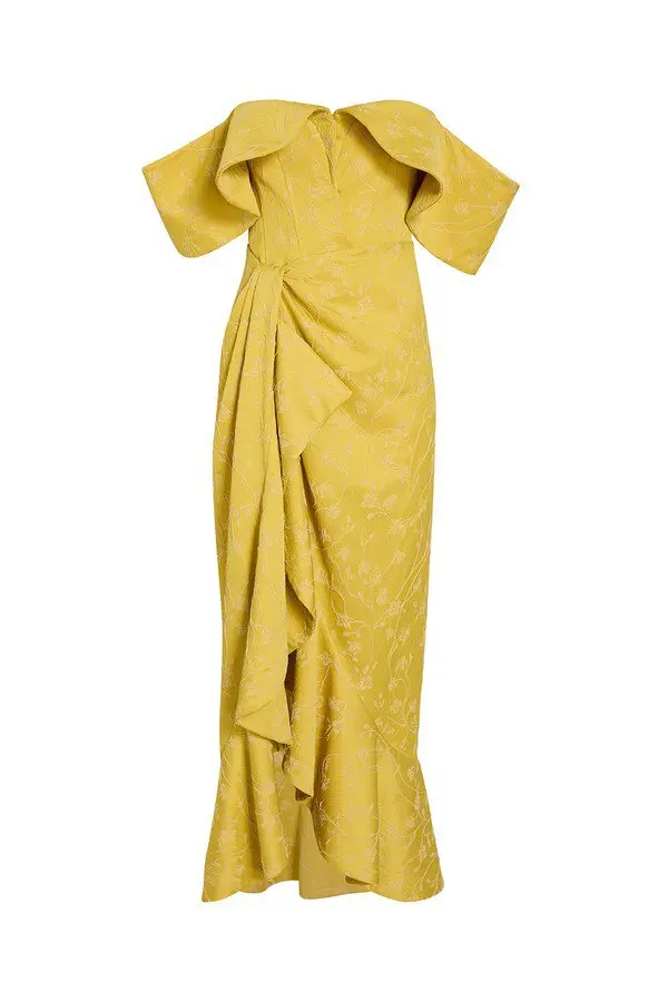 Rosie Assoulin Flap Around Off The Shoulder Dress In Yellow - 50% Off |  Editorialist
