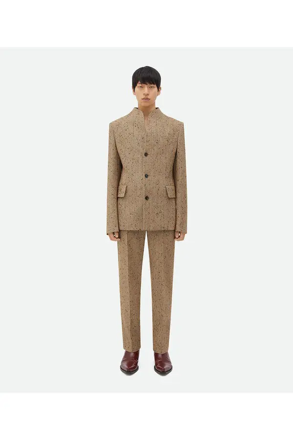 Bottega Veneta Knotted Wool Funnel Neck Jacket