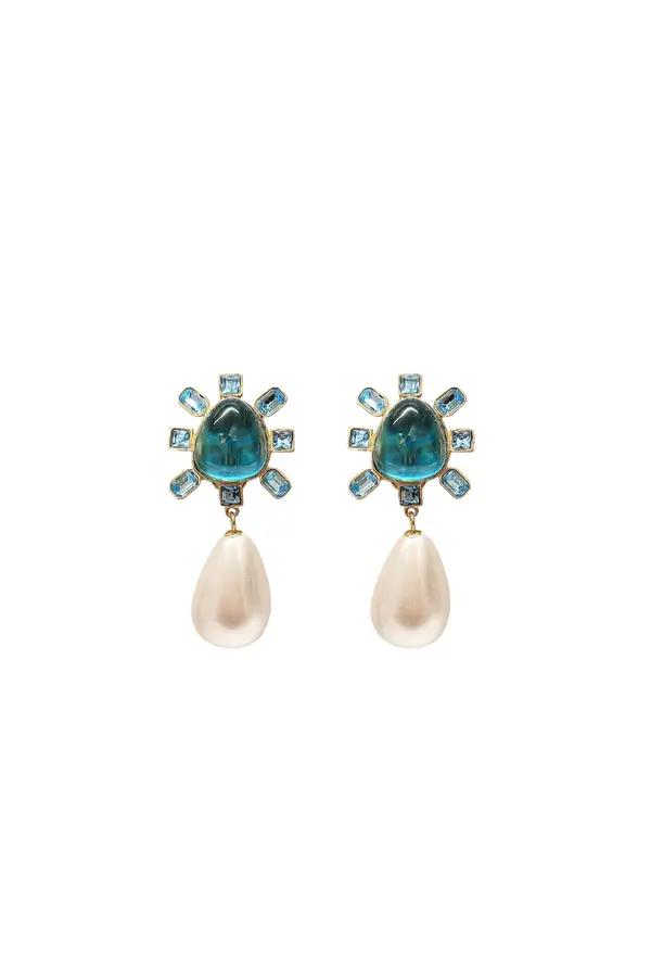KENNETH JAY LANE Pearl Drop Clip-on Earrings - Aqua