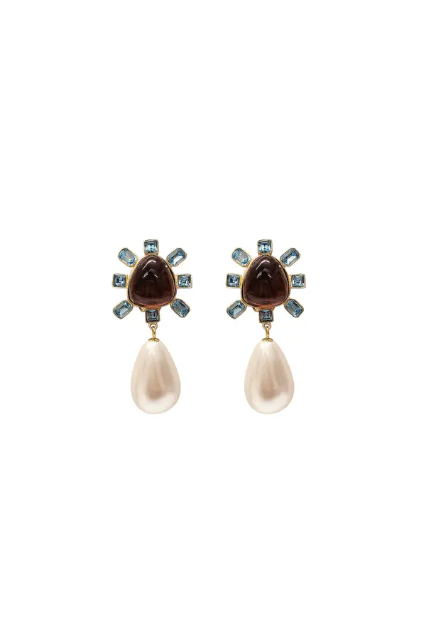 KENNETH JAY LANE Amethyst Pearl Drop Clip-on Earrings - Aqua