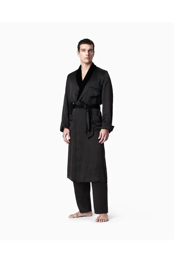 Giorgio Armani Monogrammed Silk Dressing Gown