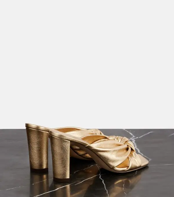 JIMMY CHOO Avenue 85 Metallic Leather Sandals - Gold