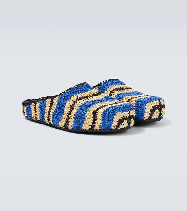 Marni X No Vacancy Inn Raffia-effect Slippers - Multicoloured