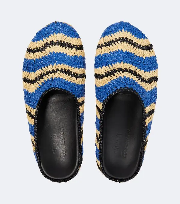 Marni X No Vacancy Inn Raffia-effect Slippers - Multicoloured