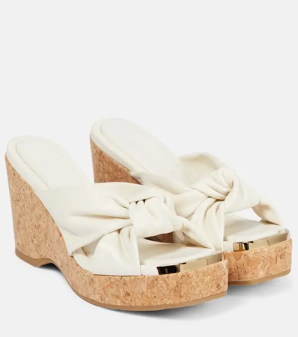 JIMMY CHOO Avenue Leather Wedge Sandals