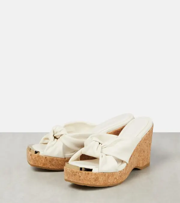 JIMMY CHOO Avenue Leather Wedge Sandals