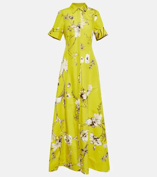 Erdem Floral Cotton Faille Gown In Yellow - 30% Off | Editorialist