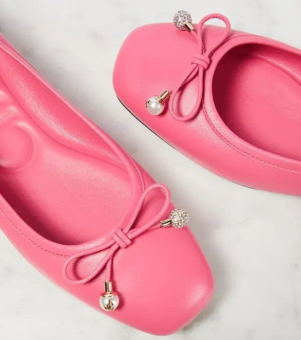 JIMMY CHOO Elme Leather Ballet Flats