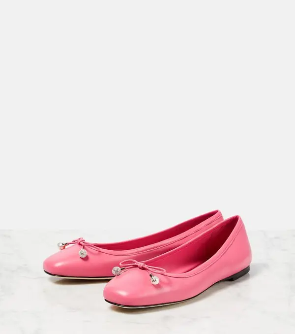 JIMMY CHOO Elme Leather Ballet Flats