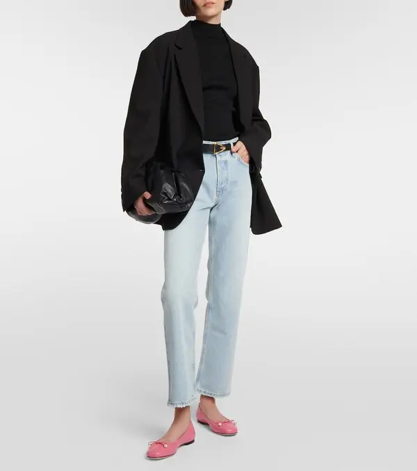 JIMMY CHOO Elme Leather Ballet Flats