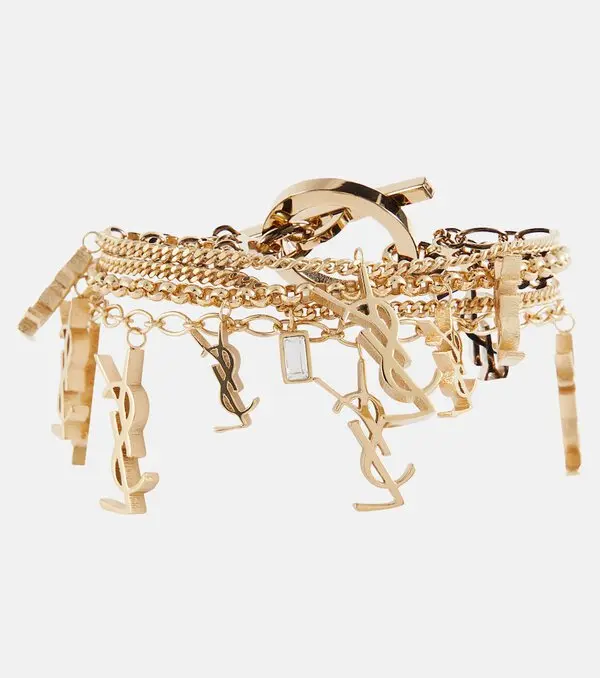 Saint Laurent Cassandre Monogram Charm Bracelet - Gold