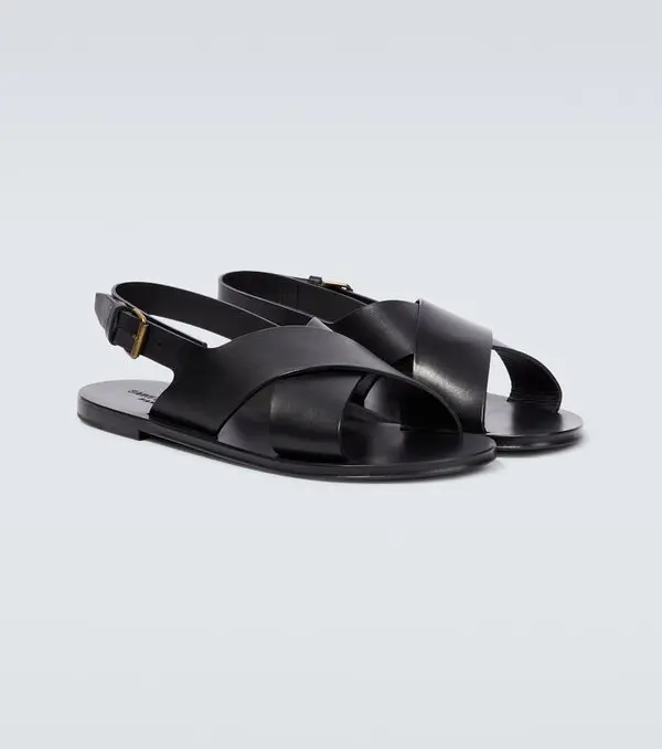 Saint Laurent Mojave Leather Sandals - Black | Editorialist display picture 2