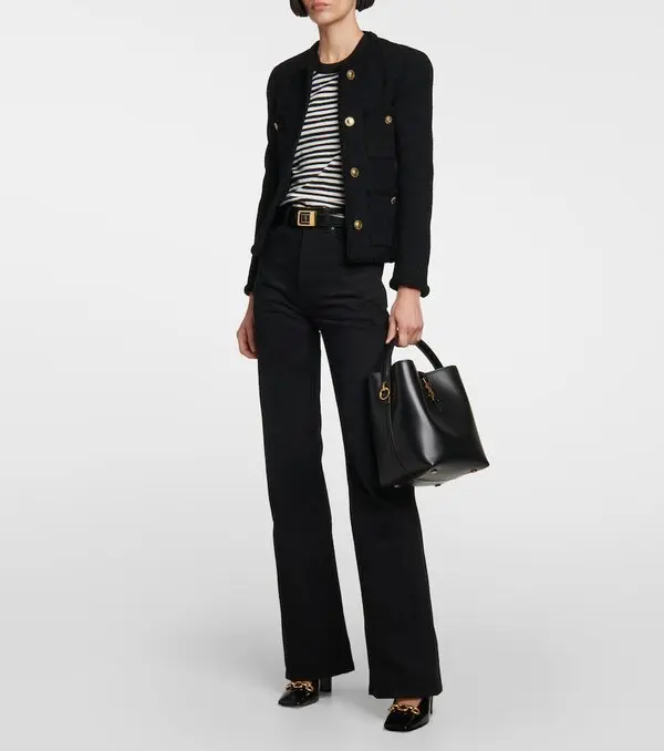 Saint Laurent Cassandre Striped Jersey Top