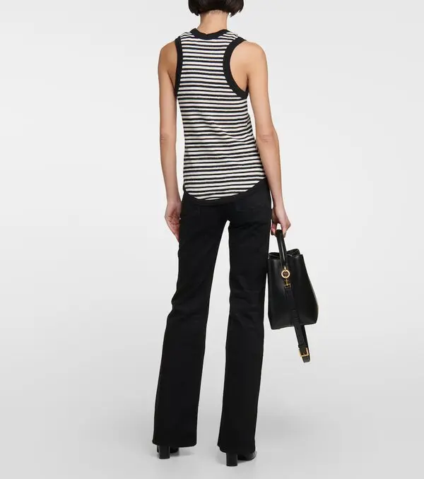 Saint Laurent Cassandre Striped Jersey Top