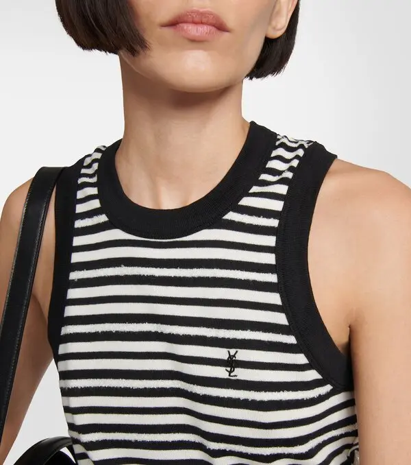 Saint Laurent Cassandre Striped Jersey Top