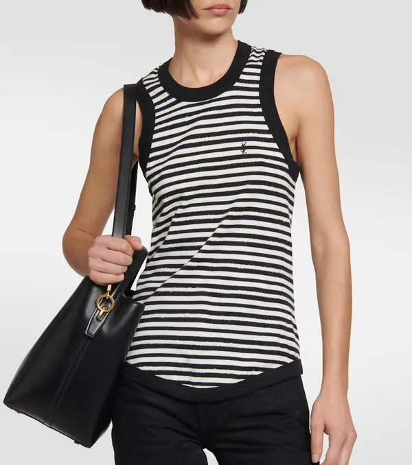 Saint Laurent Cassandre Striped Jersey Top