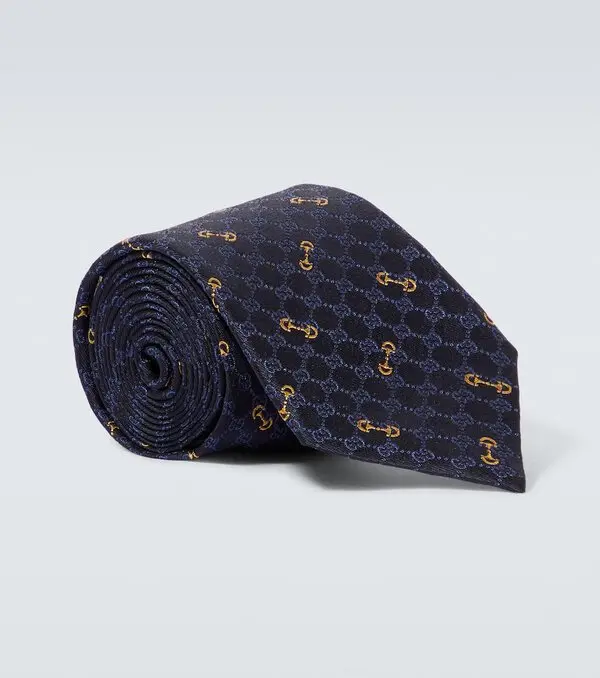 Gucci Horsebit Silk Neck Tie - Blue