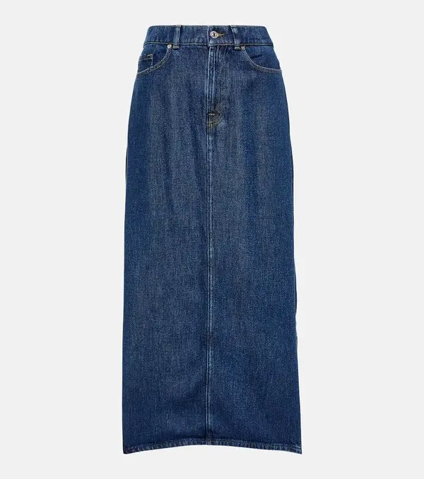 7 For All Mankind Mia Denim Midi Skirt