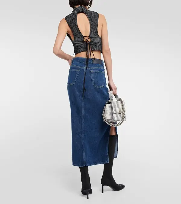 7 For All Mankind Mia Denim Midi Skirt