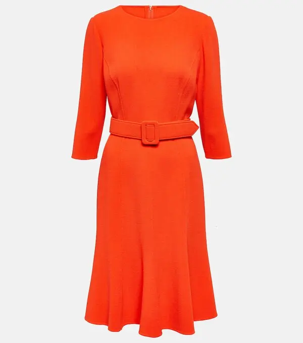 Oscar De La Renta Embellished Wool-blend Midi Dress - Red