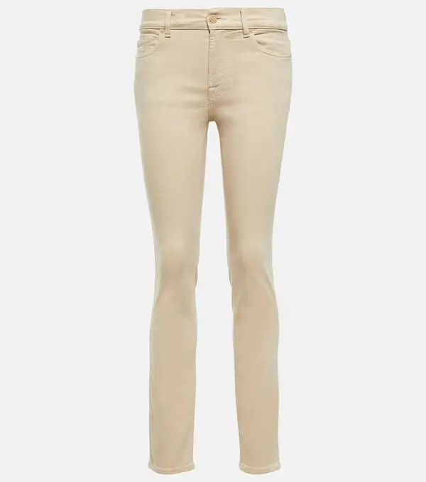 7 For All Mankind Roxanne Mid-rise Slim Jeans - Beige