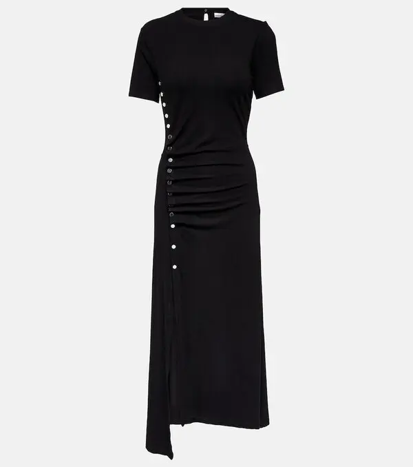 Rabanne Pleated Jersey Maxi Dress - Black