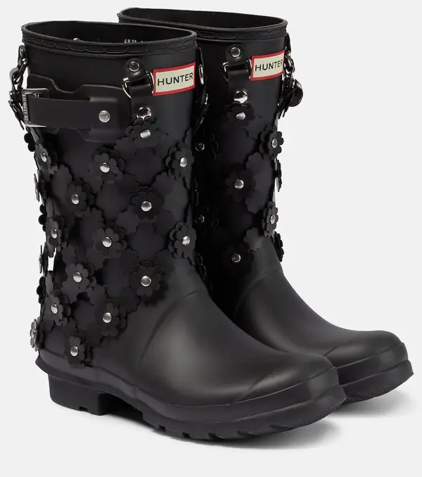 Noir Kei Ninomiya X Hunter Chain-Embellished Rain Boots In Black