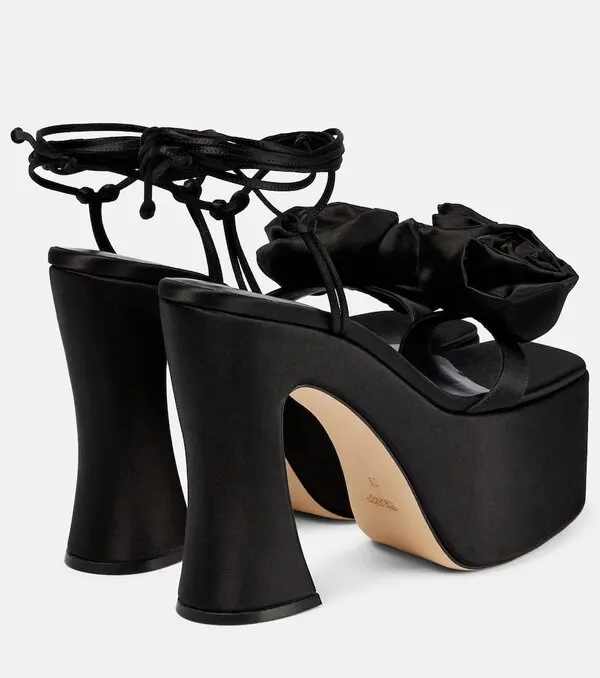 Magda Butrym Appliqué Satin Platform Sandals - Black