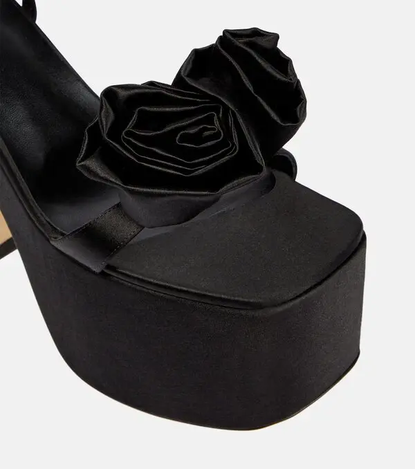 Magda Butrym Appliqué Satin Platform Sandals - Black