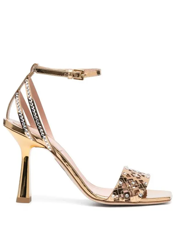 Alberta Ferretti Crystal-embellished High Heel Sandals - Gold
