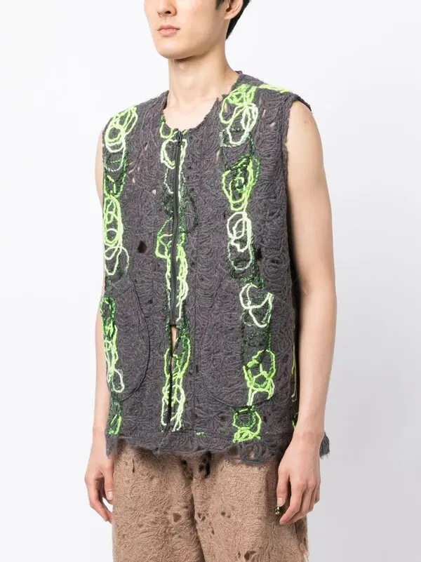 VITELLI Open-knit Zipped Waistcoat