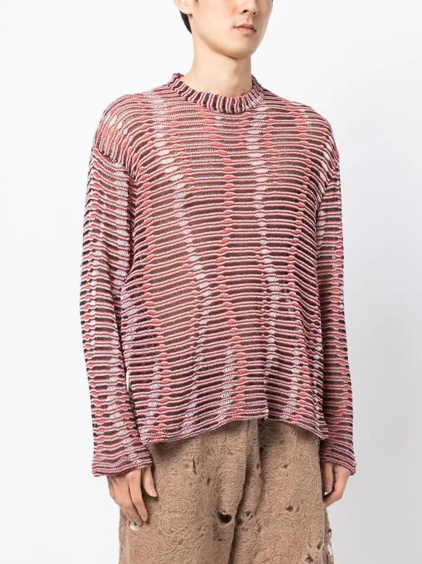 VITELLI Open-knit Striped Sweatshirt