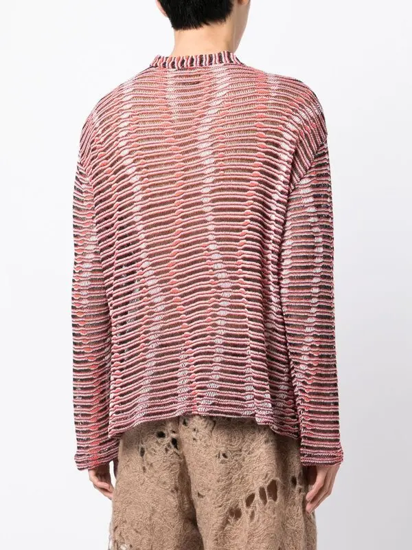 VITELLI Open-knit Striped Sweatshirt