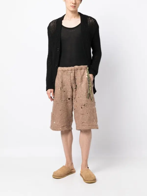 VITELLI Distressed Open-knit Shorts