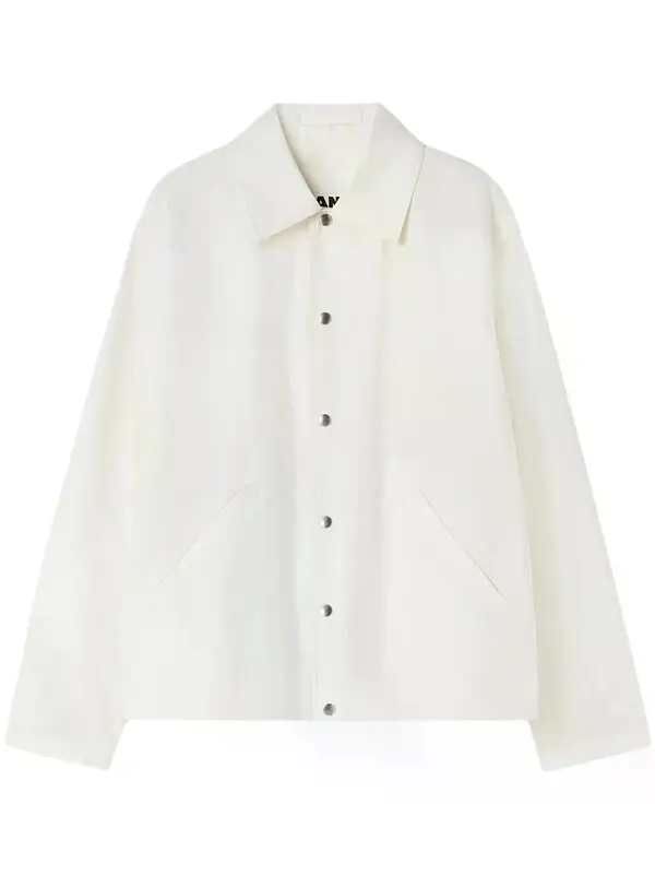 JIL SANDER Logo-print Cotton Shirt Jacket - Neutrals
