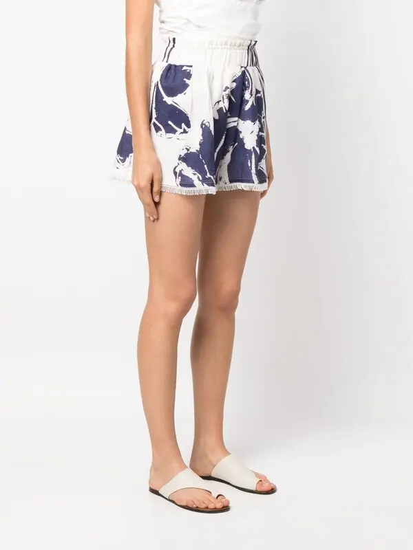 Silvia Tcherassi Floral-print Striped Cotton Shorts