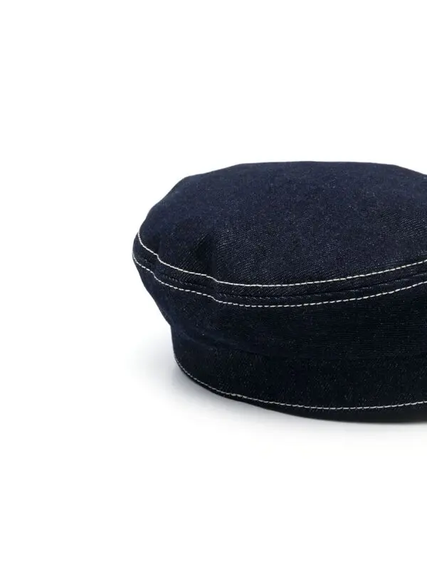 Alberta Ferretti Logo Plaque Denim Sailor Hat
