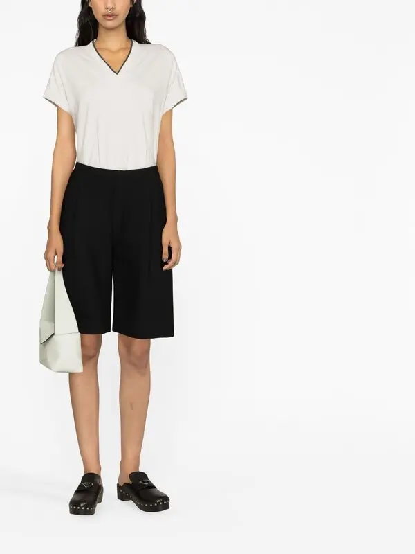 Brunello Cucinelli Monili Chain V-neck T-shirt - Neutrals