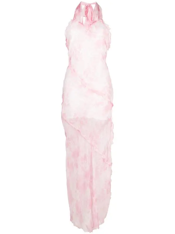 MSGM Sheer Ruffle-detail Maxi Dress