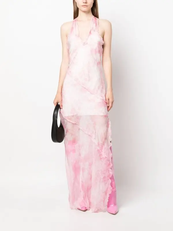 MSGM Sheer Ruffle-detail Maxi Dress
