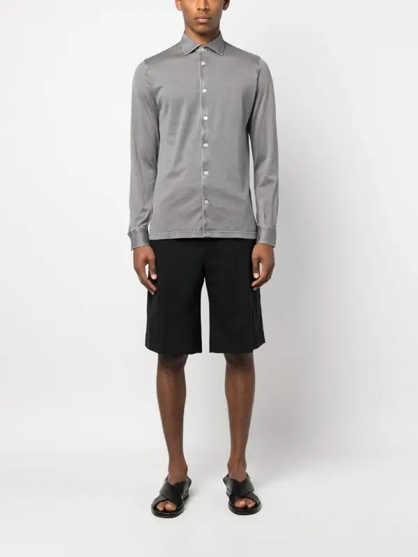 Fedeli Long-sleeved Cotton Shirt - Grey