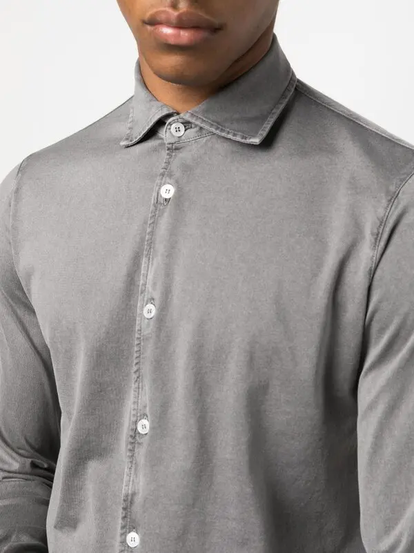 Fedeli Long-sleeved Cotton Shirt - Grey