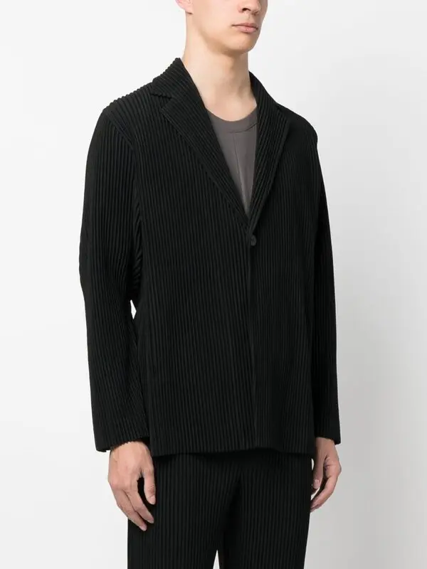 Issey Miyake Plissé Single-breasted Blazer - Black