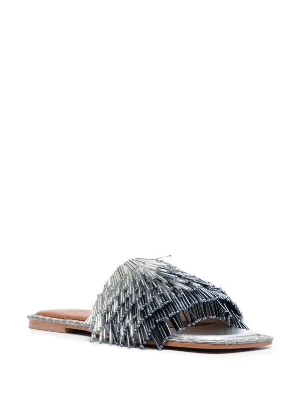 DE SIENA 15mm Beaded Slip-on Sandals - Silver