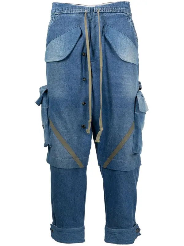GREG LAUREN Panelled Tapered Jeans