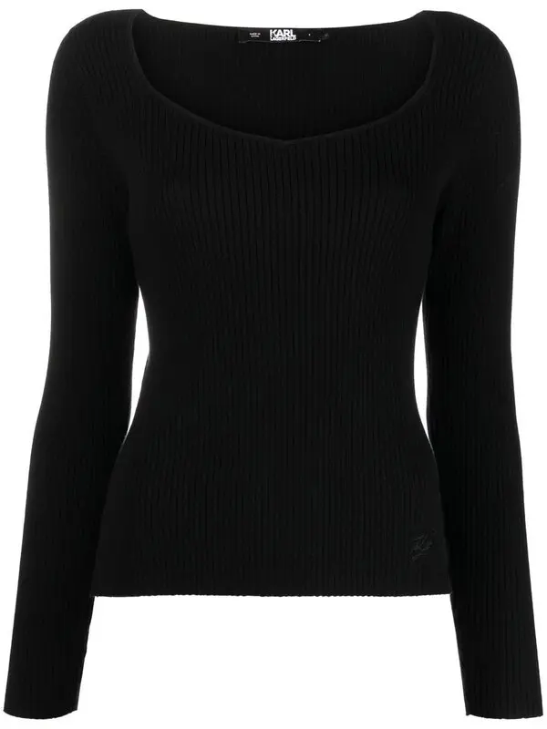Karl Lagerfeld Long-sleeved Ribbed-knit Top