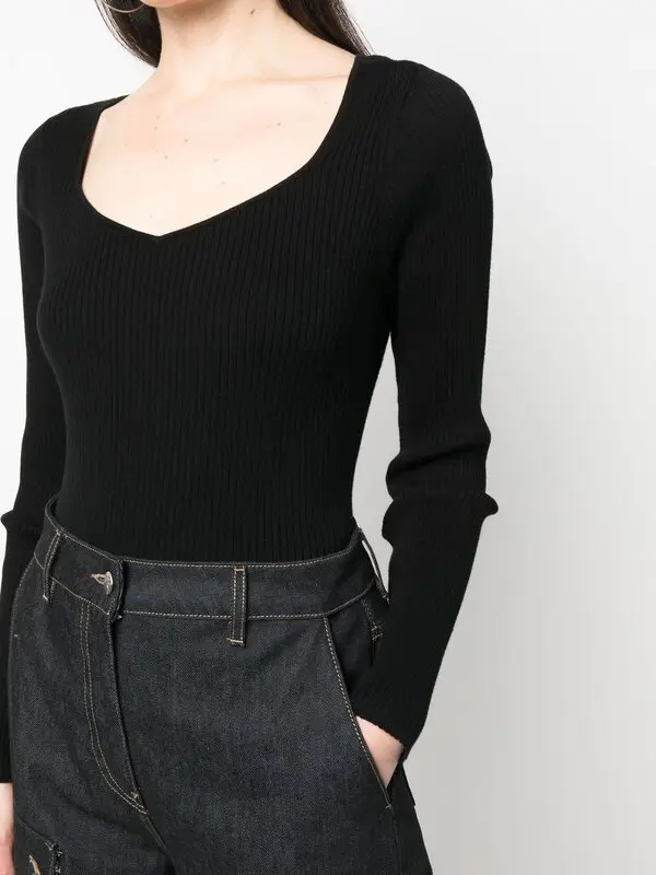 Karl Lagerfeld Long-sleeved Ribbed-knit Top