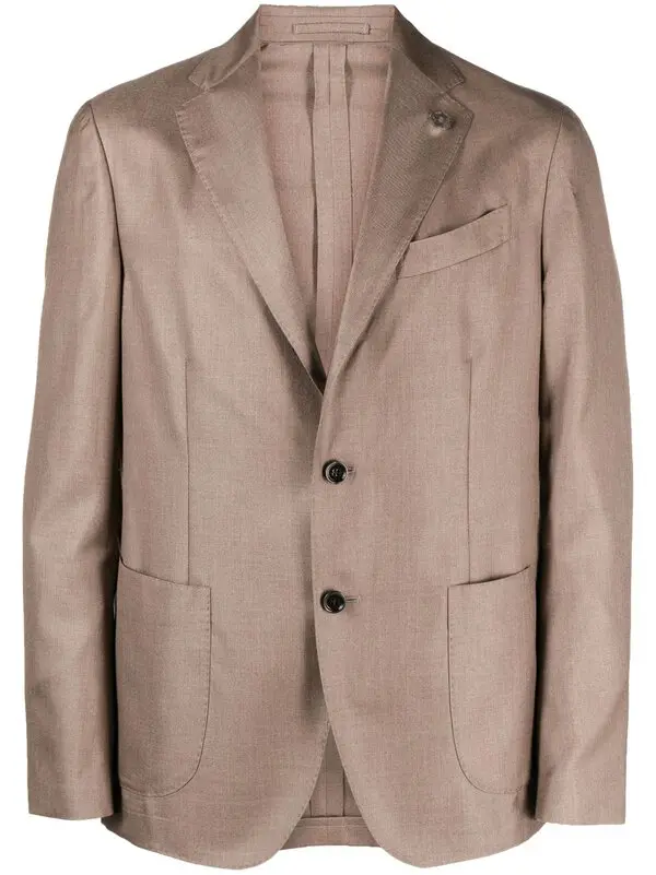 LARDINI Americana Brooch-detail Blazer - Brown